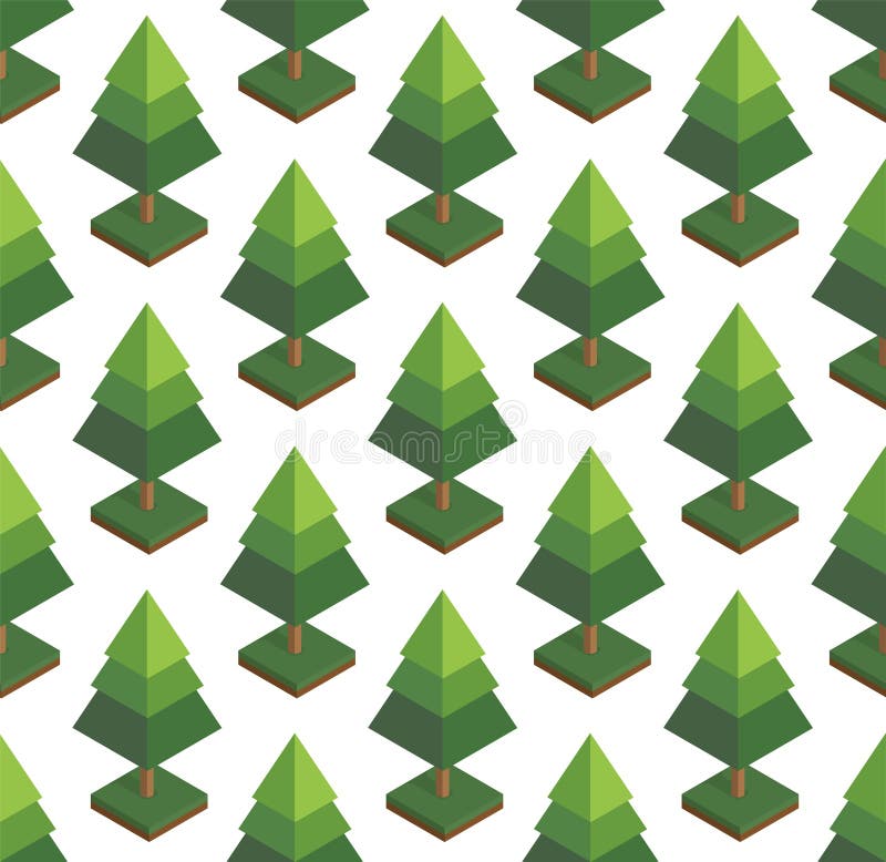 Seamless Vector Pattern in Trees Isometric. Forest on a White ...