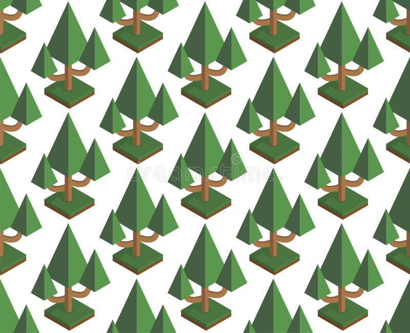 Seamless Vector Pattern in Trees Isometric. Forest on a White ...