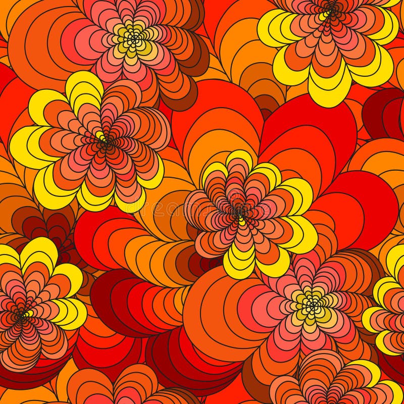 Outlandish Flowers Seamless Pattern Stock Vector - Illustration of line ...