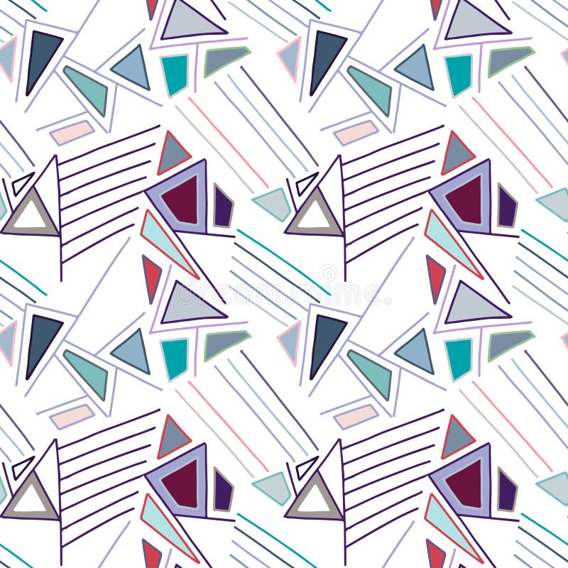 Seamless Vector Pattern, Vintage Lined Asymmetric Geometric Background ...