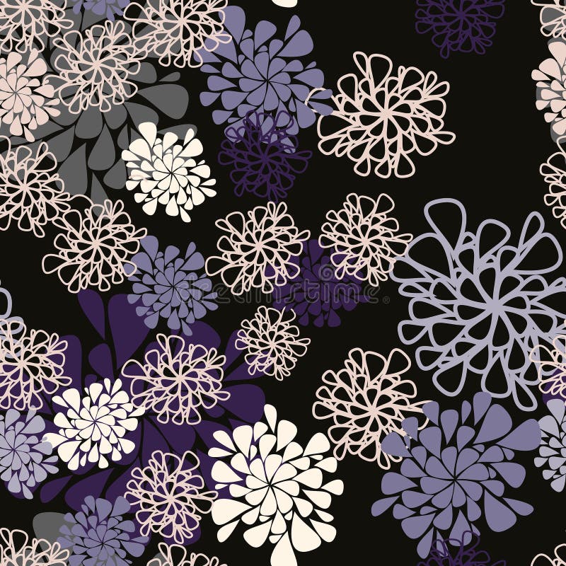 Seamless Vector Pattern with Violet Abstract Elements on Dark ...