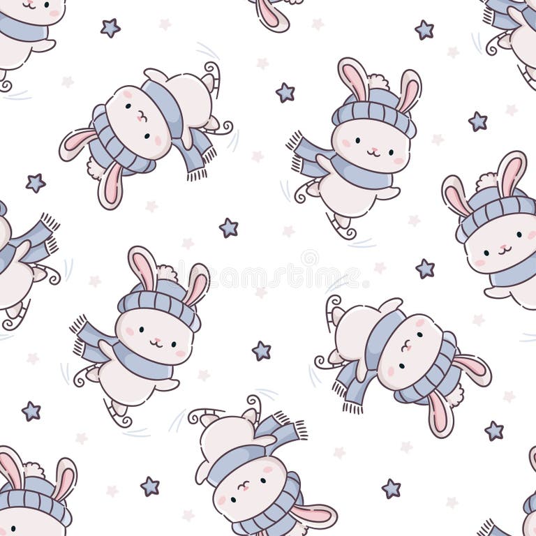 Cute Rabbit Ice Skating Stock Illustrations – 181 Cute Rabbit Ice ...