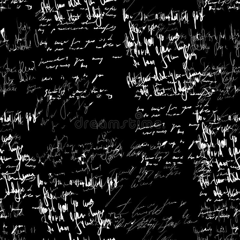 Seamless Vector Pattern. White Text on a Black Background Stock ...