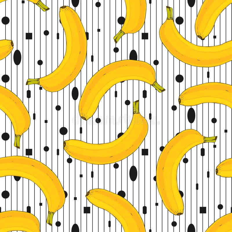 Seamless Vector Pattern with Yellow Bananas. Banana Fruit Vector ...