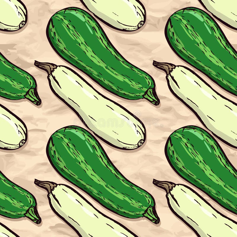 Seamless Vector Pattern with Zucchini Stock Vector - Illustration of ...