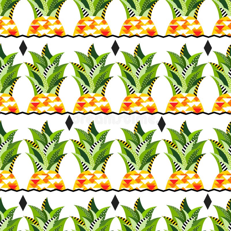 Seamless Vector Pineapple Pattern Stock Vector - Illustration of fresh ...