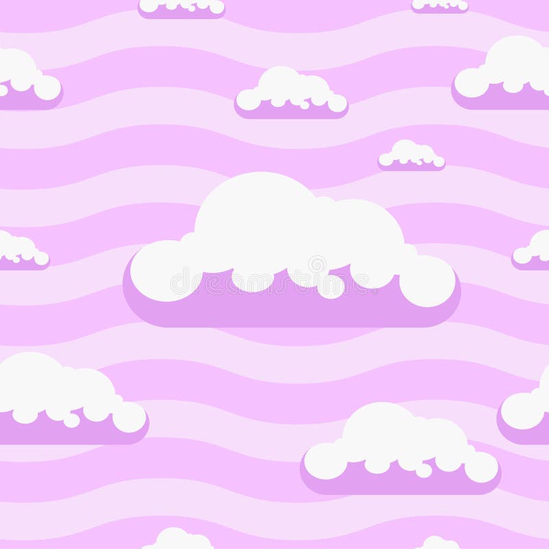 Seamless Vector Pink Clouds Pattern Background Stock Vector ...