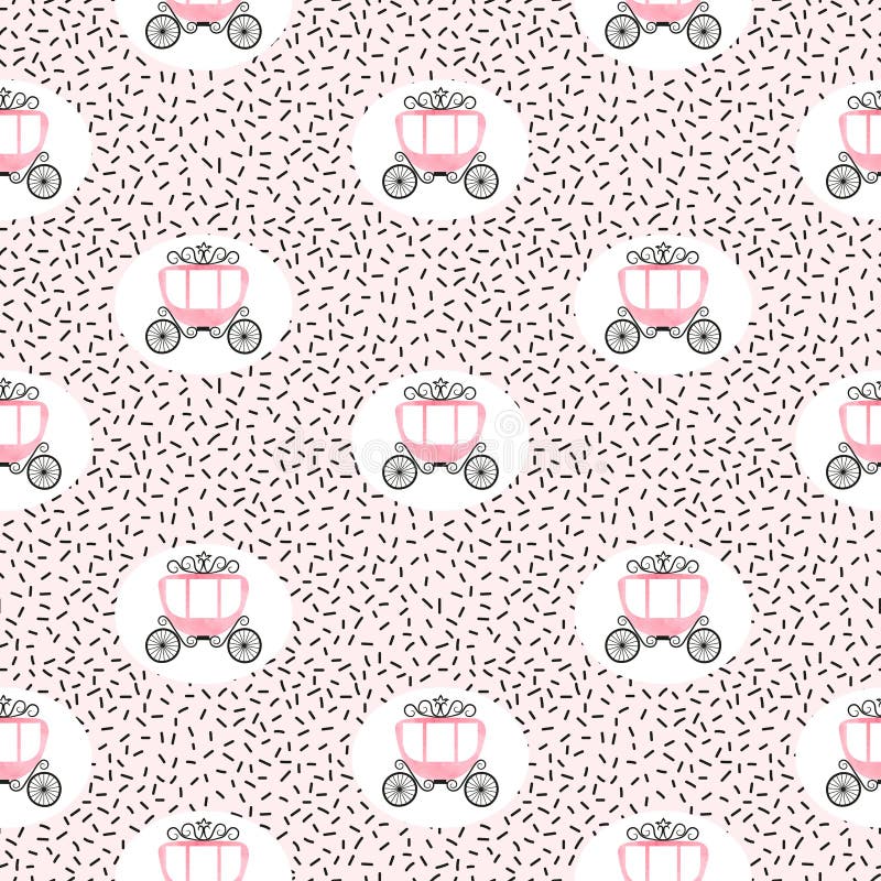 Seamless Vector Princess Pattern with Pink Carriages. Stock Vector ...