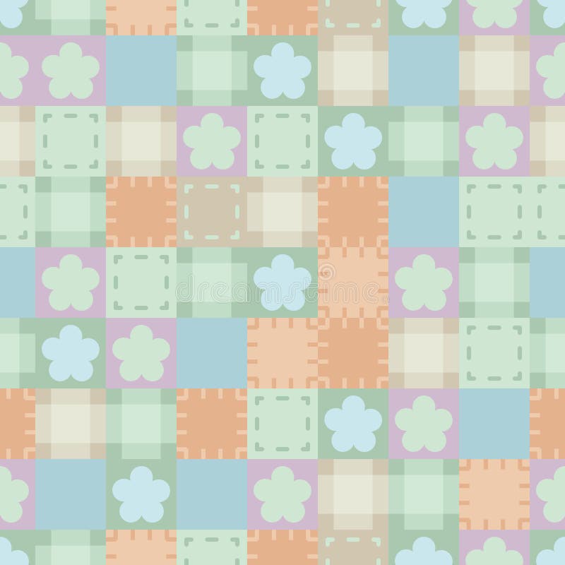 Pastel Squares Quilt Vector Seamless Pattern. Crafting Whimsical ...