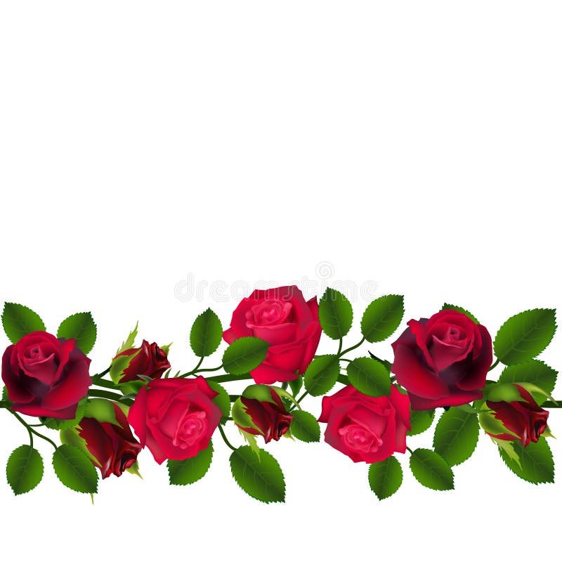 Horizontal Seamless Background with Red Roses. Stock Vector ...