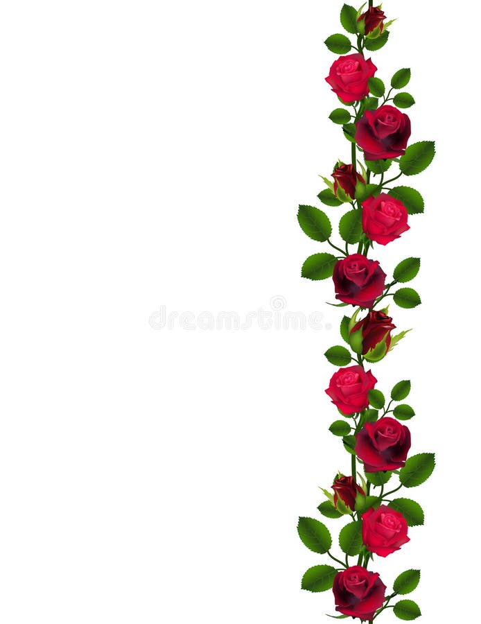 Vector Red and White Rose Vertical Seamless Patter Stock Vector ...
