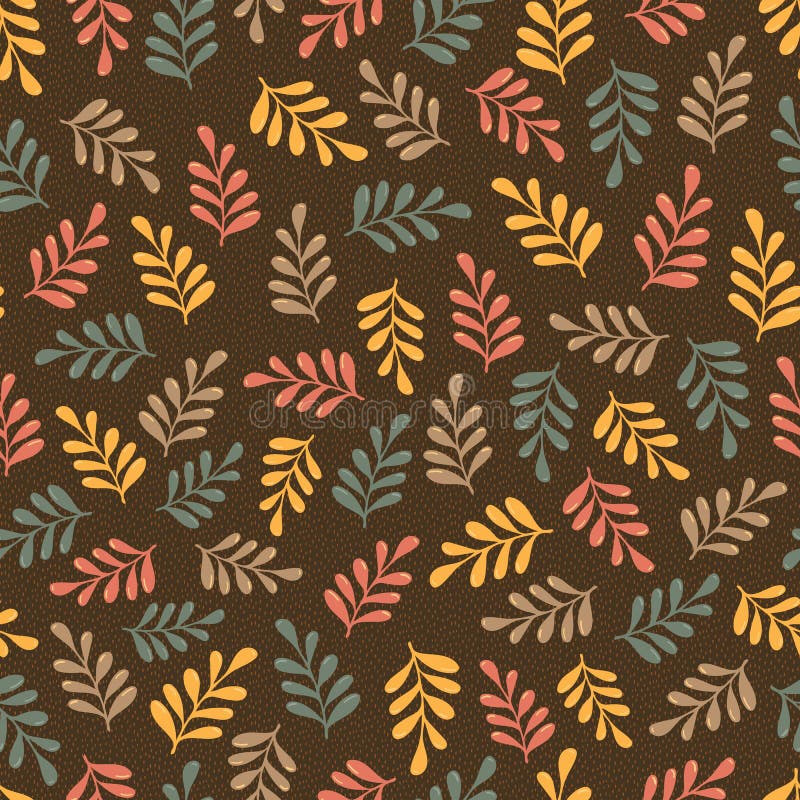Seamless Vector Repeat with Floral Elements, Fall Colors, Vector ...