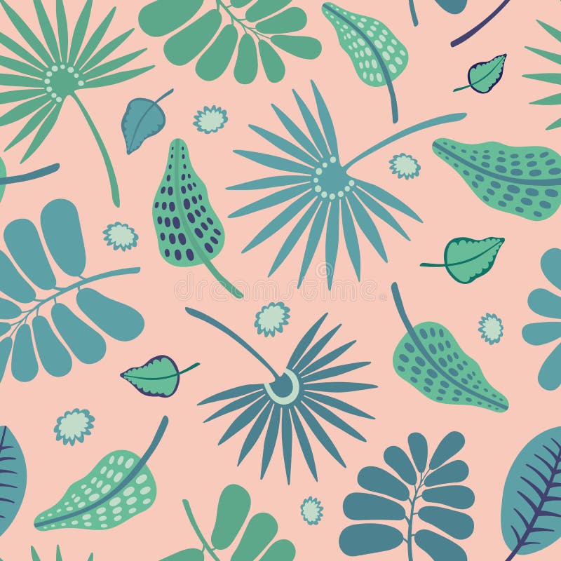 Seamless Vector Repeat Pattern of Tropical Foliage and Flowers. Pretty ...