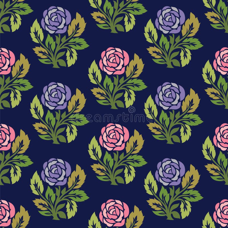Seamless Vector Rose Flower Pattern Design Stock Vector - Illustration ...
