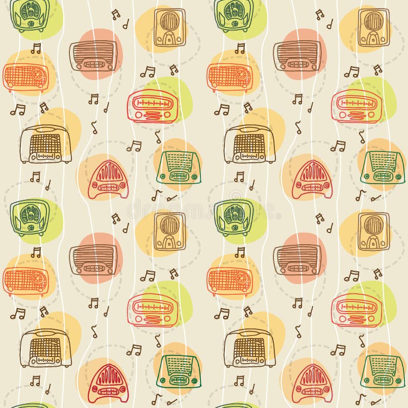 Seamless Vector 1950 S Radio Pattern Stock Vector - Illustration of ...