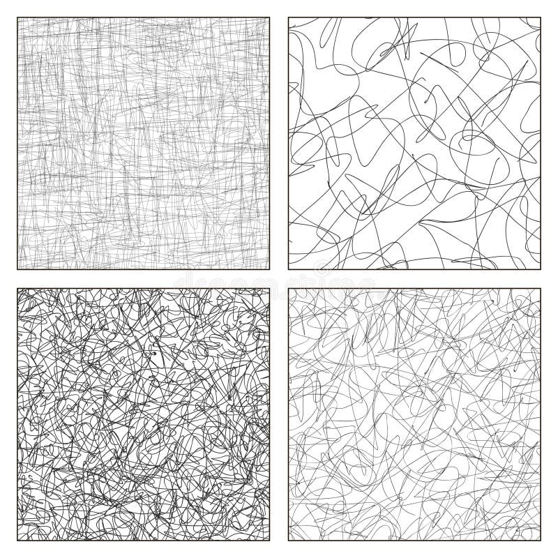 Seamless Vector Set of Scribble Patterns. Stock Vector - Illustration ...
