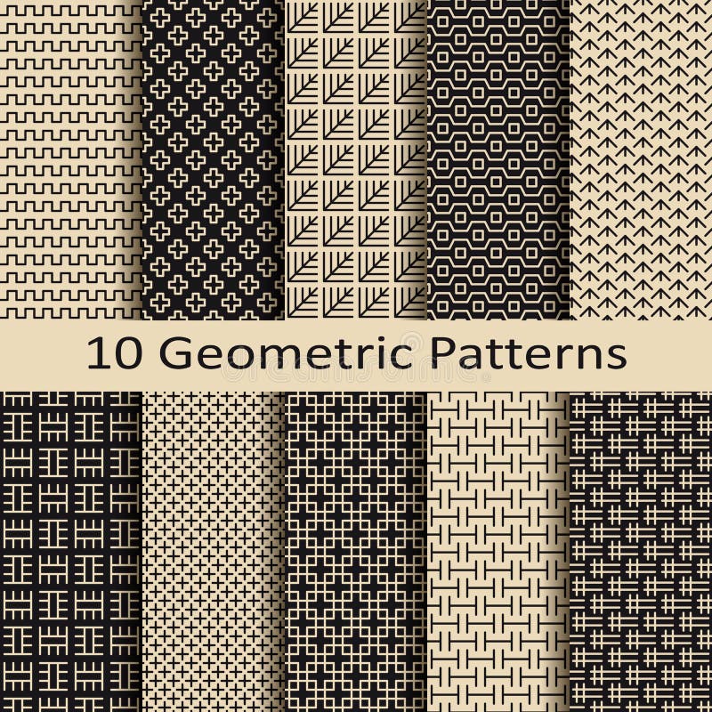 Seamless Vector Set of Ten Geometric Pattern Designs Stock Vector ...