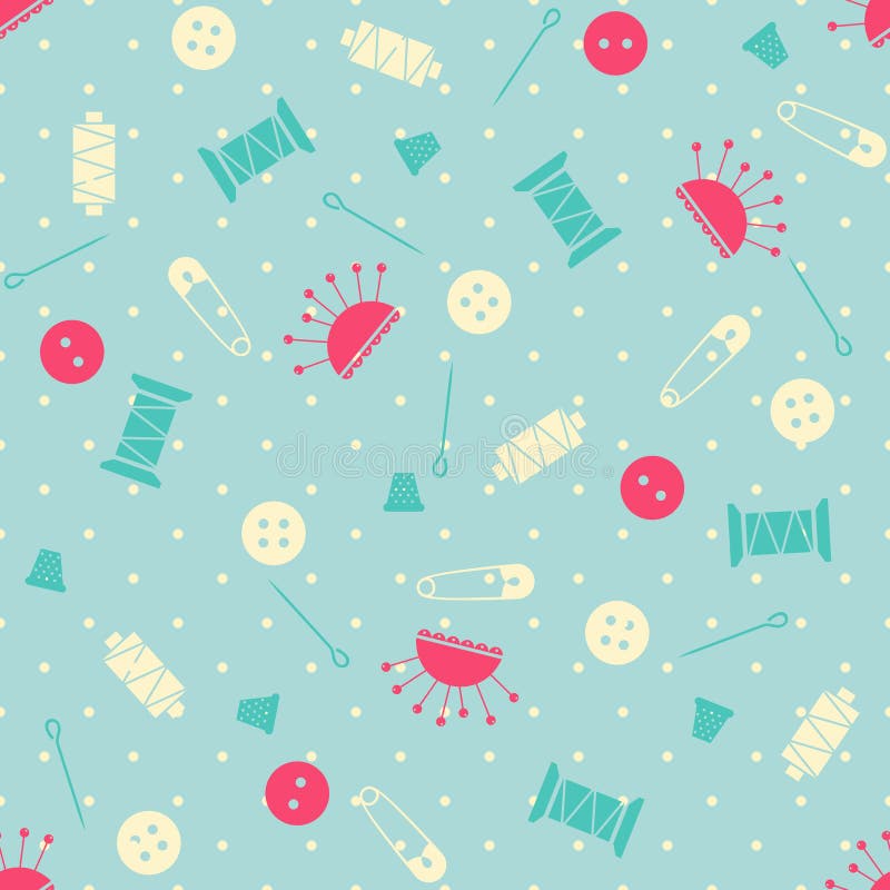 Seamless Vector Sewing Pattern Stock Vector - Illustration of reel ...