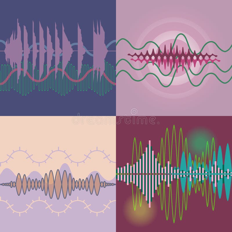 Vector Sound Waves Set. Audio Equalizertechnology, Pulse Music. Stock ...