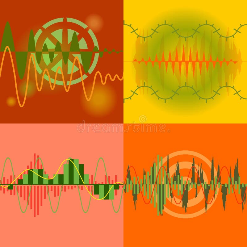Vector Sound Waves Set. Audio Equalizertechnology, Pulse Music. Stock ...