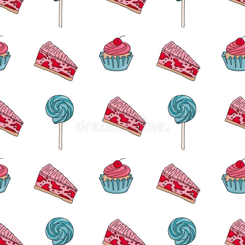 Seamless Vector Sweets Patterns Stock Vector - Illustration of cookies ...