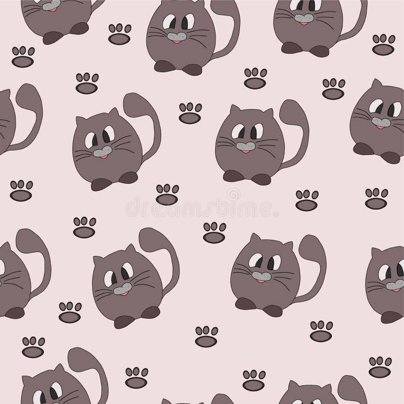 Seamless Vector Textiles with a Picture Gray Cats on a Light Background ...