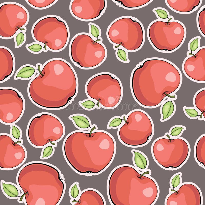 Seamless Vector Texture with Apples Stock Vector - Illustration of ...
