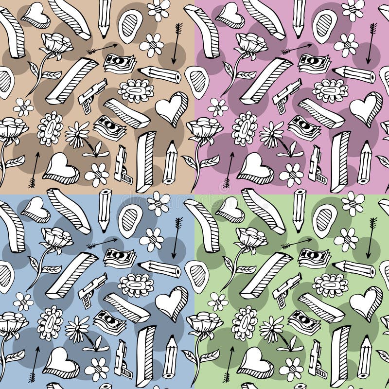 Seamless Vector Texture with Hand-drawn Doodles Stock Vector ...