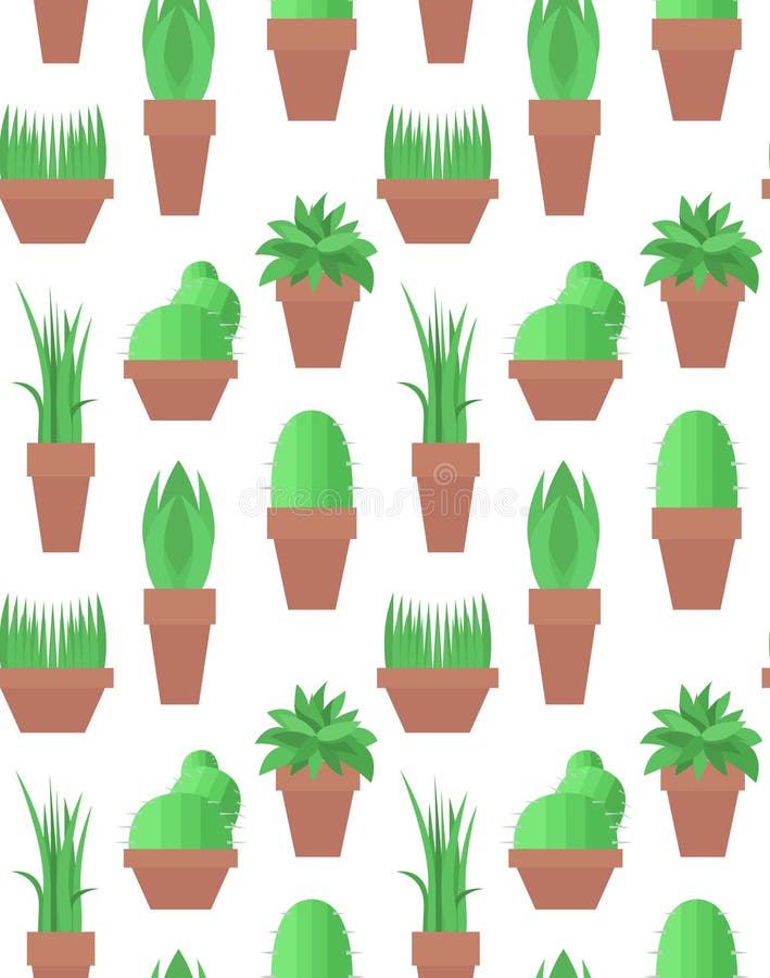 Seamless Vector Texture with House Plants in Pots Stock Vector ...