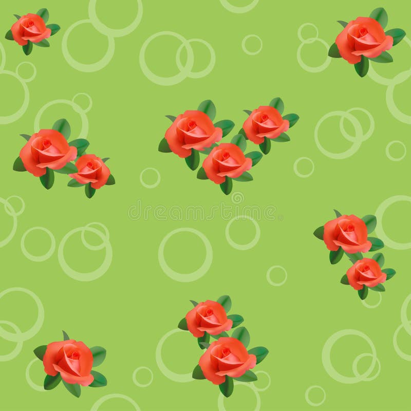 Seamless Vector Texture with Roses and Circles Stock Vector ...