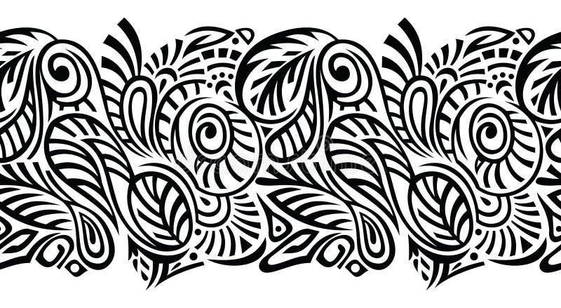 Seamless Vector Tribal Border Design Stock Vector - Illustration of ...