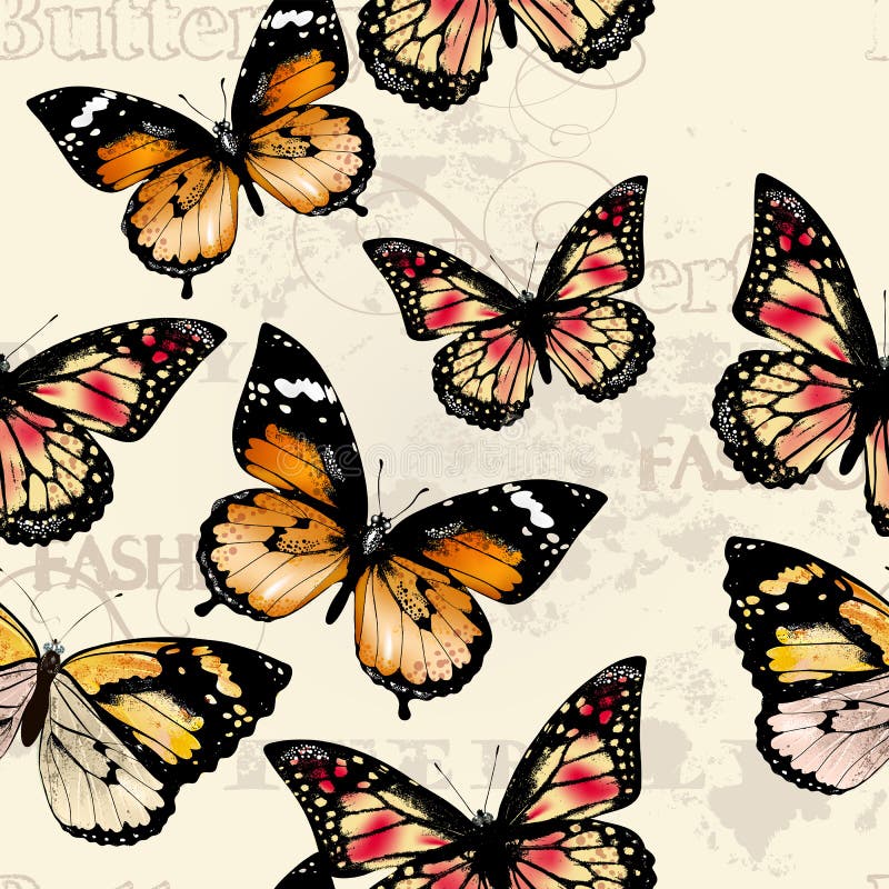 Seamless Vector Wallpaper Pattern with Butterflies Stock Vector ...