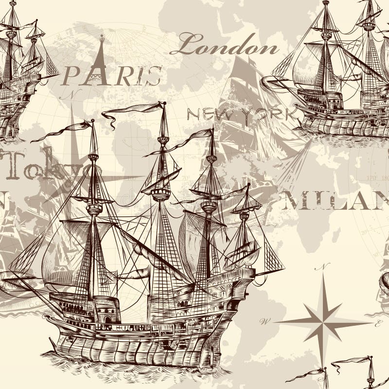 Old Style Sea Map Vector Stock Illustrations – 2,676 Old Style Sea Map ...