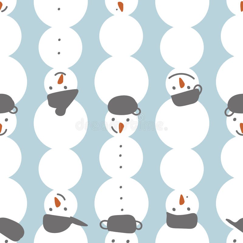 Seamless Vector Winter Pattern with Rows of Snowman Stock Vector ...