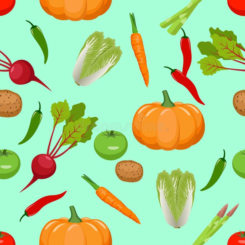 Seamless Vegetables Pattern. Stock Vector - Illustration of cute ...