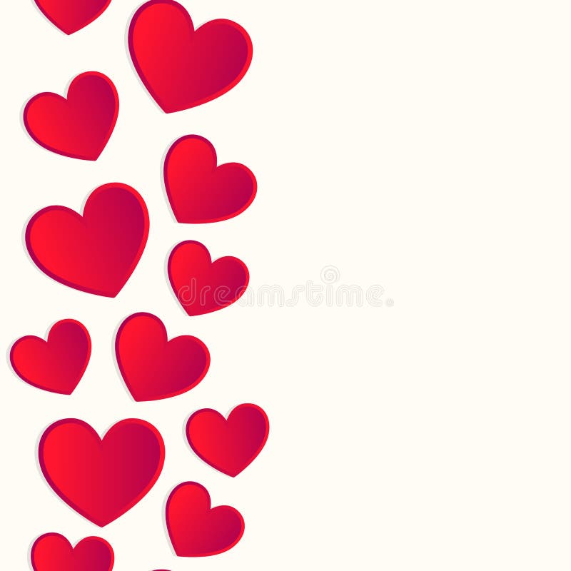 Seamless Vertical Border Made of Hearts Stock Vector - Illustration of ...