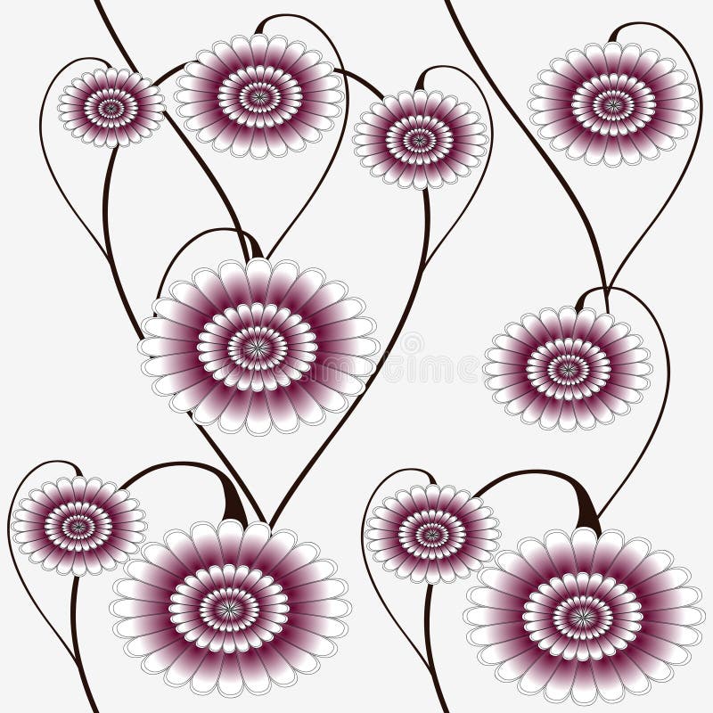 Seamless Vertical Pattern with Abstract Flowers. Stock Vector ...