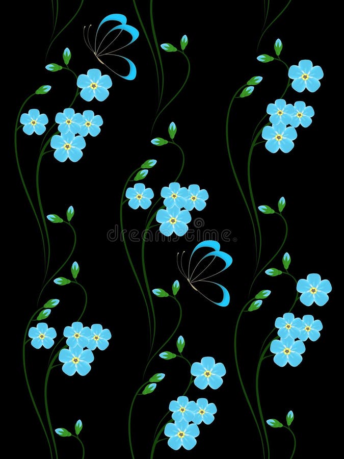 Seamless Vertical Pattern with Abstract Flowers, Design. Stock Vector ...