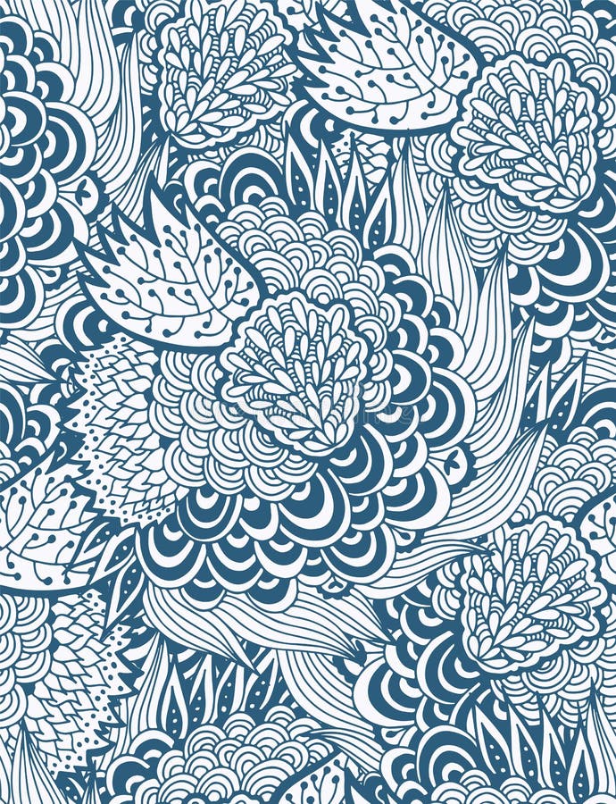 Seamless Vertical Pattern with Hand Drawn Flower Stock Vector ...