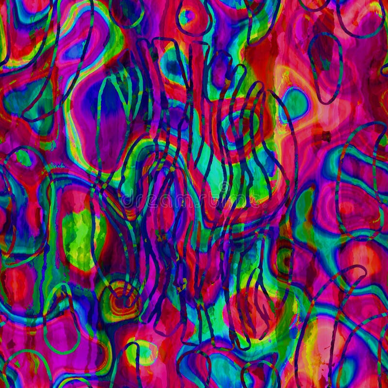 Seamless Vibrant Rainbow Painted Texture. Bold Psychedelic Neon Glitch ...