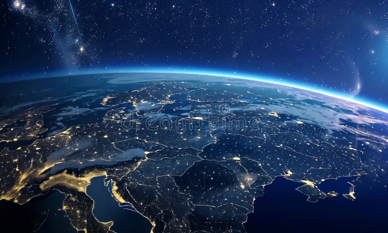 Seamless Video Loop, View from Space of the Night Planet Earth with the ...