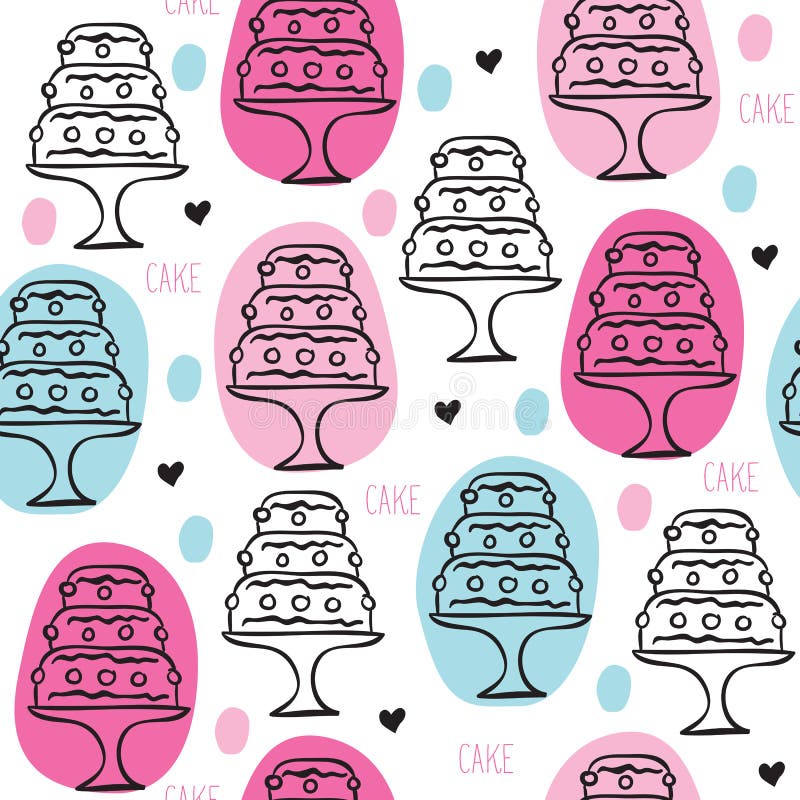 Seamless Vintage Cake Pattern Vector Illustration Stock Vector ...