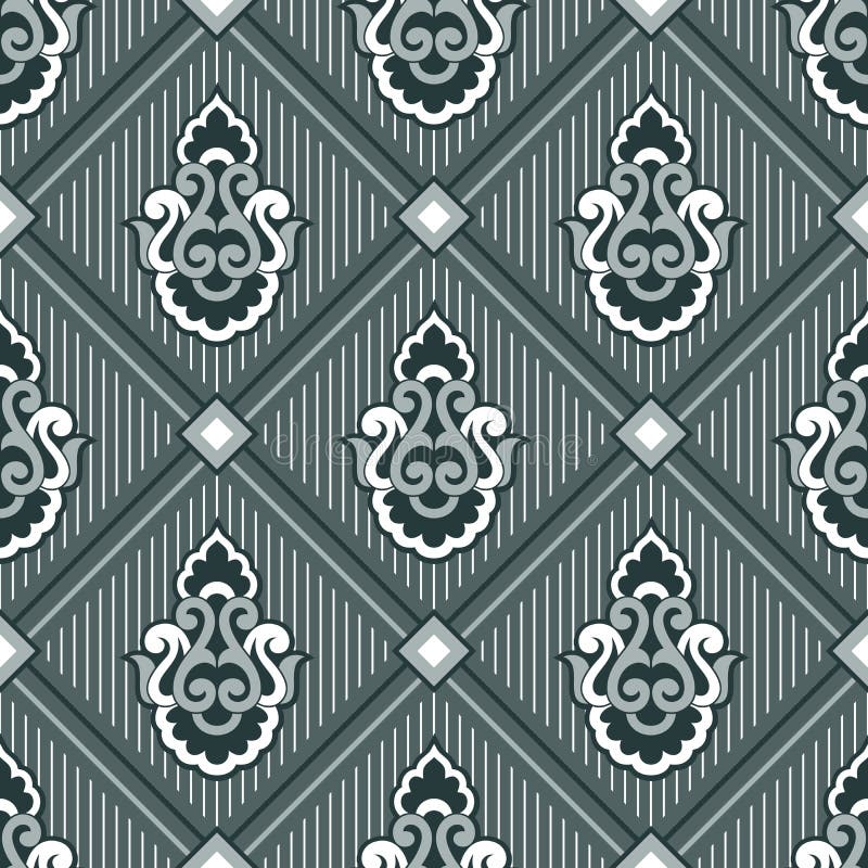 Seamless Vintage Damask Pattern Design Stock Vector - Illustration of ...