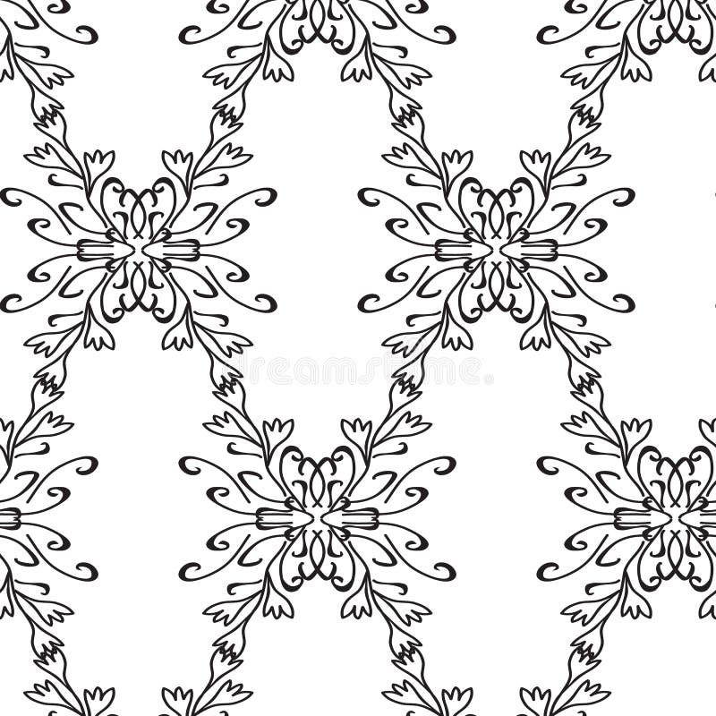 Seamless Vintage Decorative Pattern with a Black Pattern on a White ...