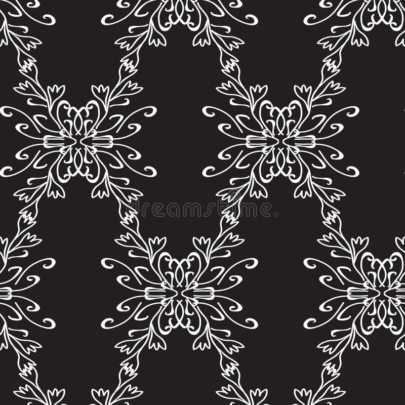 Seamless Vintage Decorative Pattern with a White Pattern on a Black ...