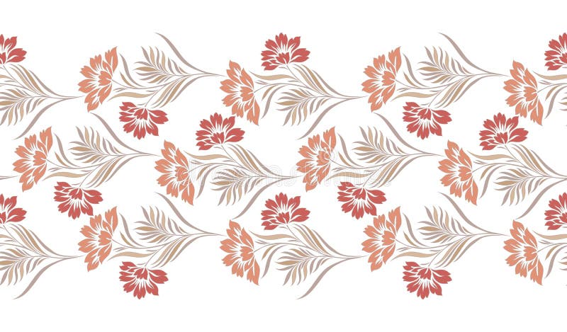 Seamless Vintage Floral Border Design Stock Vector - Illustration of ...