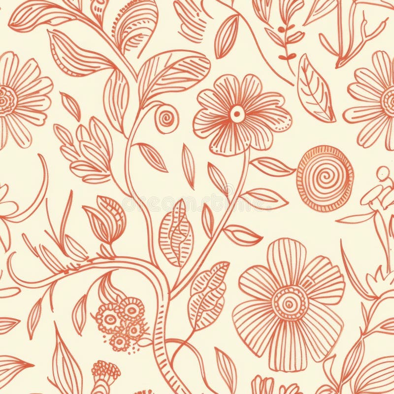 Seamless Vintage Floral Pattern Background with Warm Tones Stock Image ...