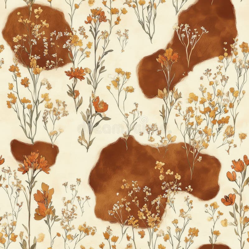 Seamless Vintage Floral Pattern with Earth Tones Stock Image - Image of ...