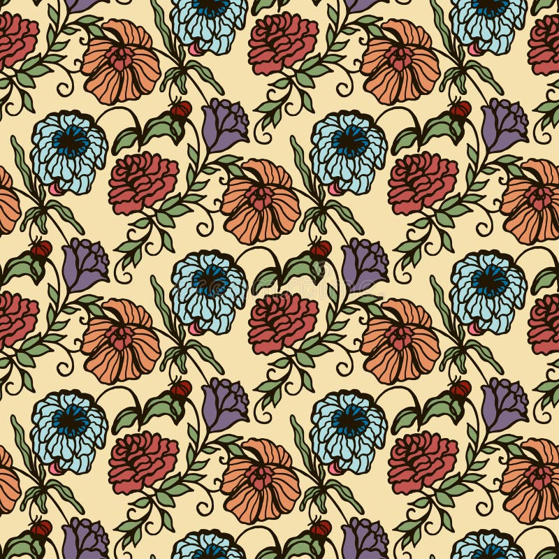 Seamless with Vintage Floral Pattern Stock Vector - Illustration of ...