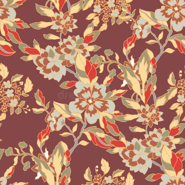 Seamless Vintage Floral Wallpaper Pattern Stock Photo - Image of ...